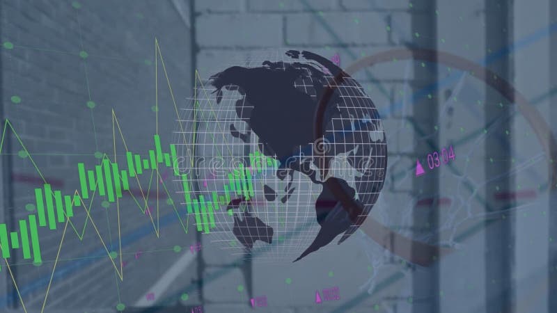 Animation of Globe, Multiple Graph, Numbers Over African American ...