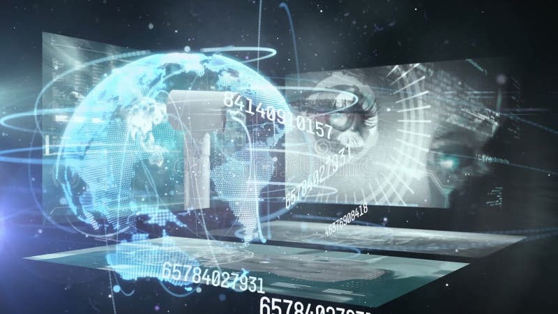 Animation Of Globe With Network Of Connection And Data Processing Over Screens Stock Video