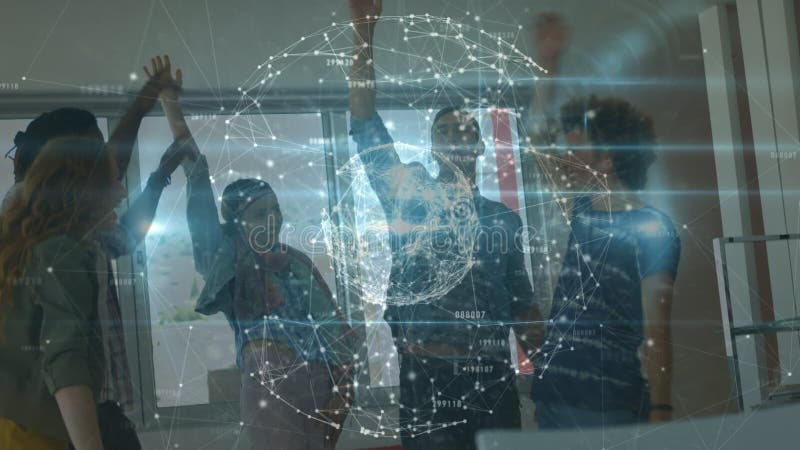 Animation of Globe with Network of Connections Over Diverse Students ...