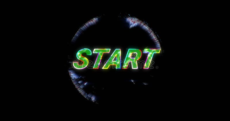 Animation of Globe Over Colourful Start Text on Black Background Stock ...