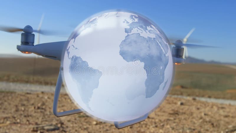 Animation of Globe Over Drone Stock Video - Video of global, digitally ...