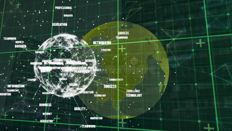 Animation of Globe Over Network of Connections and Data Processing Stock Video - Video of young ...