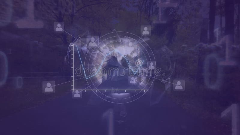 Animation of Globe with Profile Icons, Graph and Binary Codes Over ...