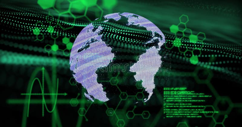 Animation of Globe with Programming Language and Molecule Structure ...