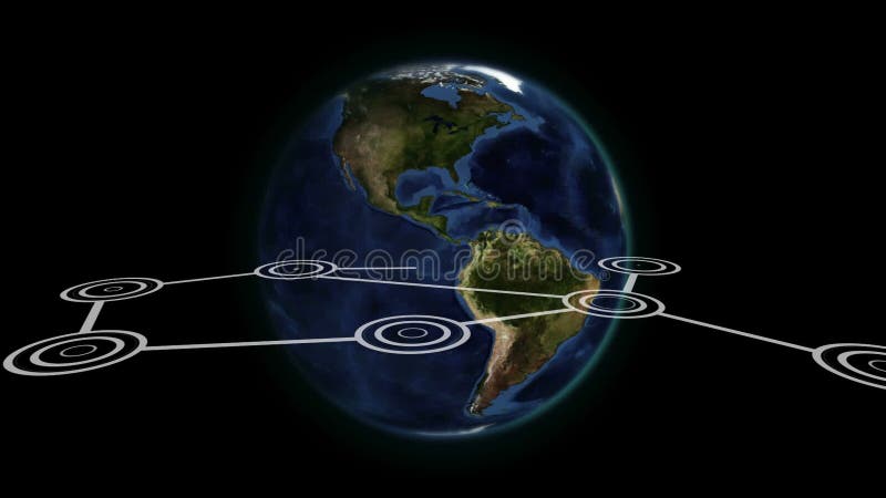 Animation of Globe Spinning with Network of Global Connections on Black ...