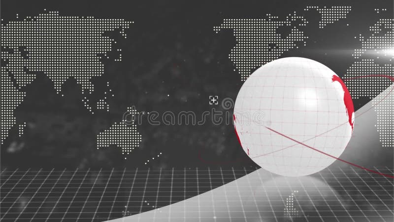 Animation of Globe, World Map and Data Processing Over Grid Stock Footage - Video of planet ...