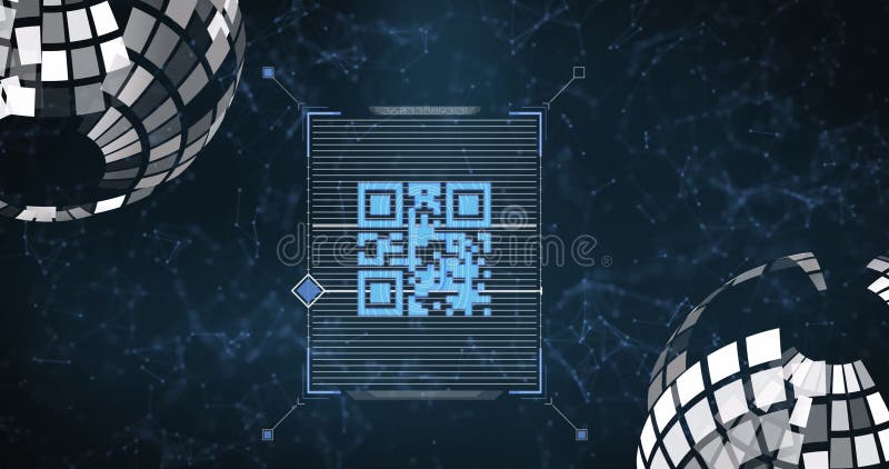 Animation of Globes and Qr Code on Black Background Stock Video - Video ...