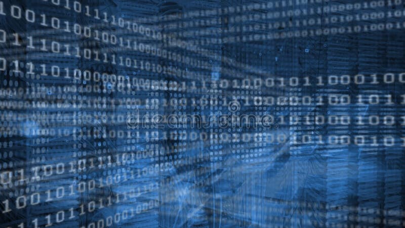 Animation of Glowing Binary Coding and Information Overlapping and ...