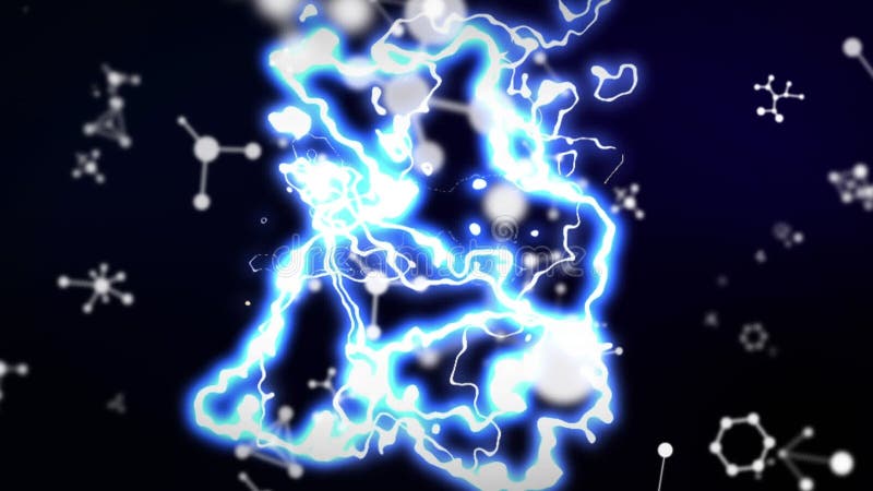 Animation of Glowing Blue Electric Current Over White Molecular ...