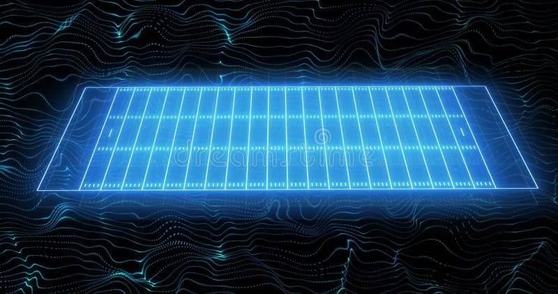 Animation of Glowing Blue Grid Moving Over Light Trails on Black ...