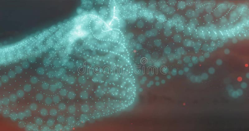 Animation of Glowing Blue Particle Wave and Red Light Spots Moving on ...