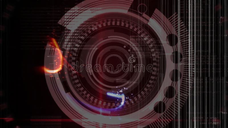 Animation of Glowing Circular Patterns Rotating in Futuristic Digital Interface Stock Footage ...