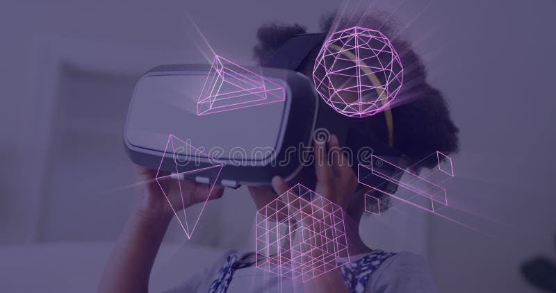 Animation of Glowing 3d Shapes of Data Transfer Over African American ...