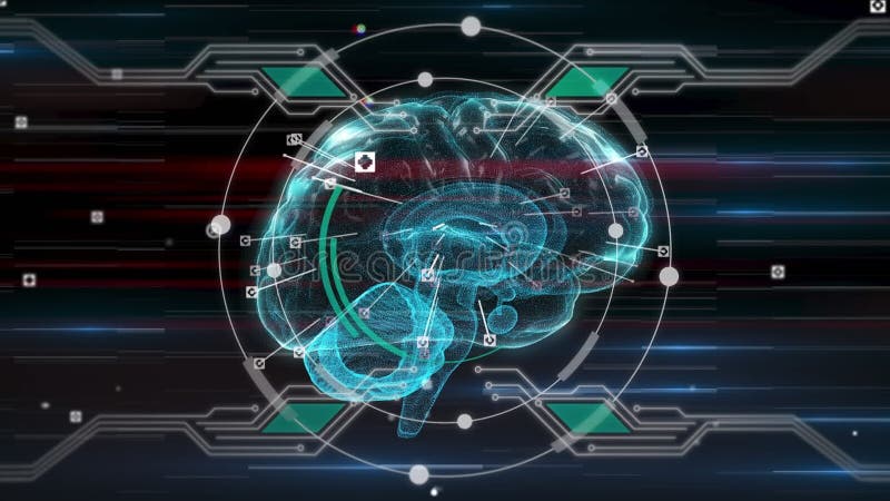 Animation of Glowing Human Brain with Digital Interface Computer ...
