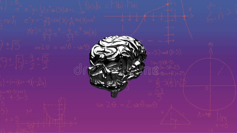Animation of Glowing Human Brain and Mathematical Data Processing Stock ...