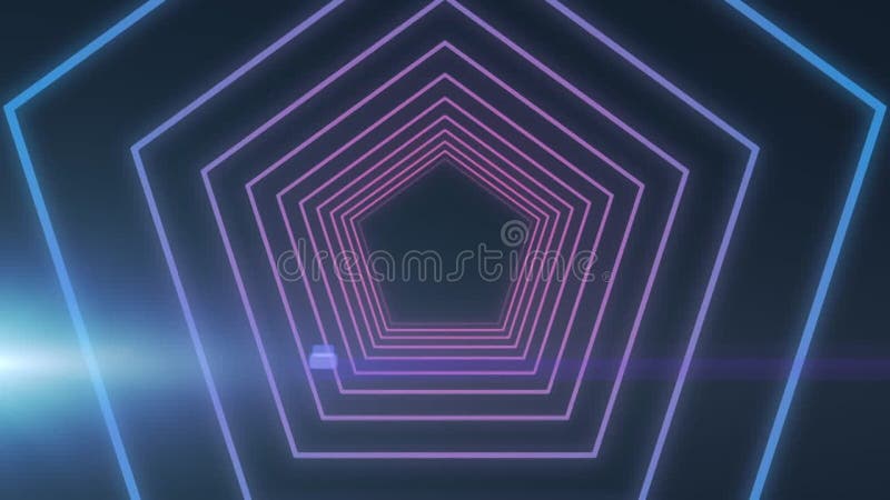 Animation of Glowing Light Over Hexagon Neon Tunnel on Seamless Loop on ...