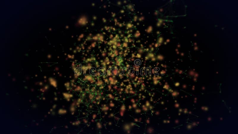 Animation of Glowing Lights and Falling Dots on Dark Background Stock ...