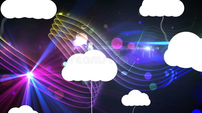 Animation of Glowing Lights Moving Over Clock and Payment Terminal ...