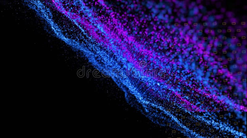 Animation of Glowing Mesh with Light Spots Moving Over Black Background ...