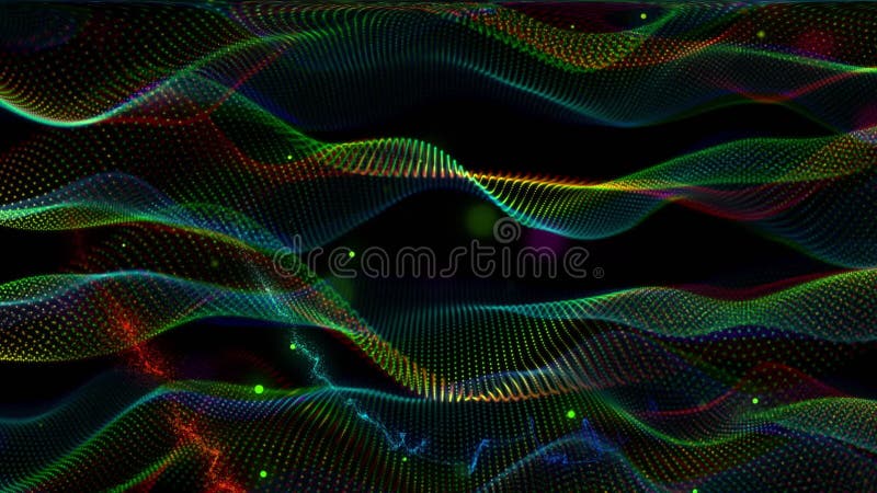 Animation of Glowing Multi Coloured Mesh Light Trails Moving on Back ...