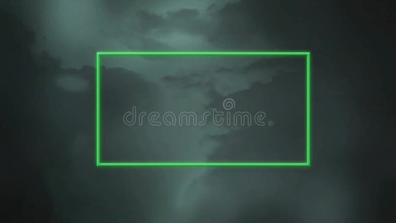 Animation of Glowing Neon Frame Over Lightning on Cloud Sky Stock Video ...