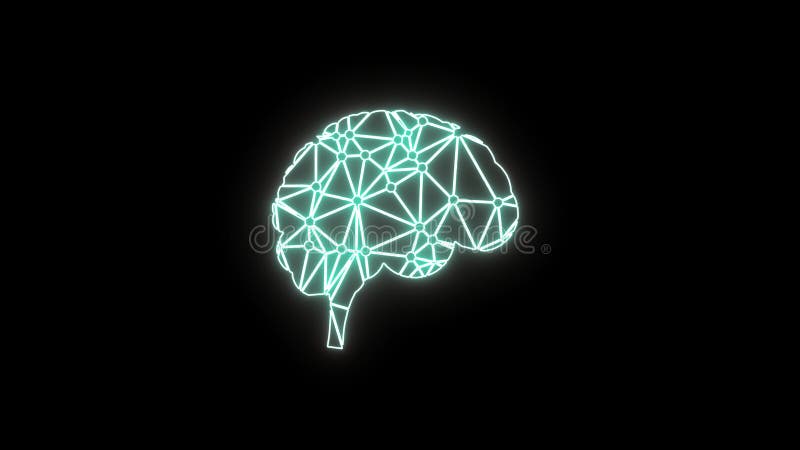 Animation of Glowing Neon Human Brain Icon. Brain Shape of an ...