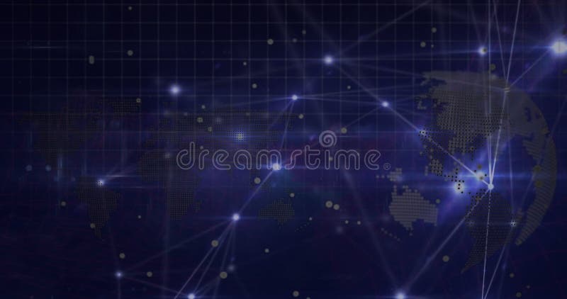 Animation of Glowing Network of Connections and White Spots Over ...