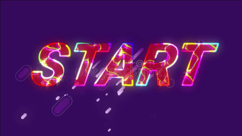 Animation of Glowing Start Text Over Glowing Light Trails on Purple ...