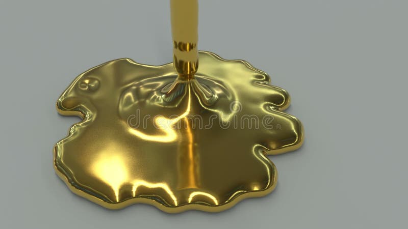 Gold Liquid Flow Transition from Metallic Surface in 3D Animation Stock ...