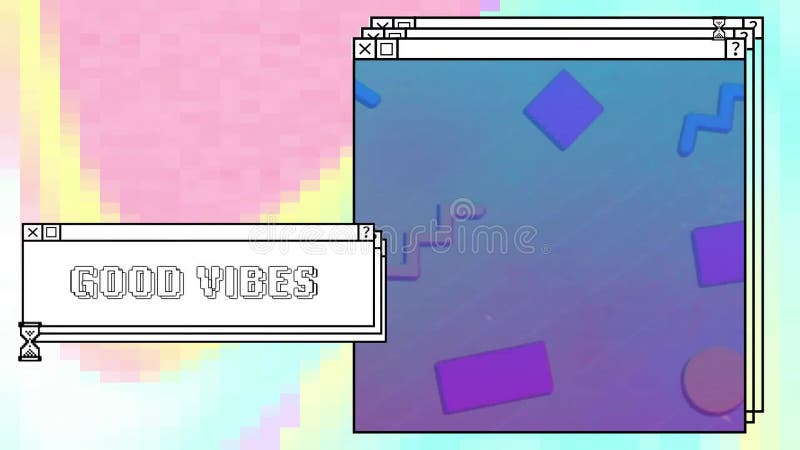 Animation of Good Vibes Text Over Computer Screens and Vibrant ...