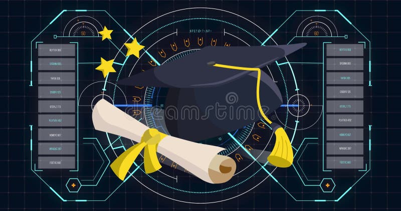 Animation of Graduation Hat Over Digital Interface Stock Video - Video ...