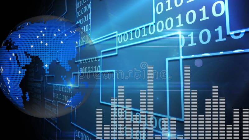 Rotating Globe with Network of Connected Icons Stock Video - Video of ...