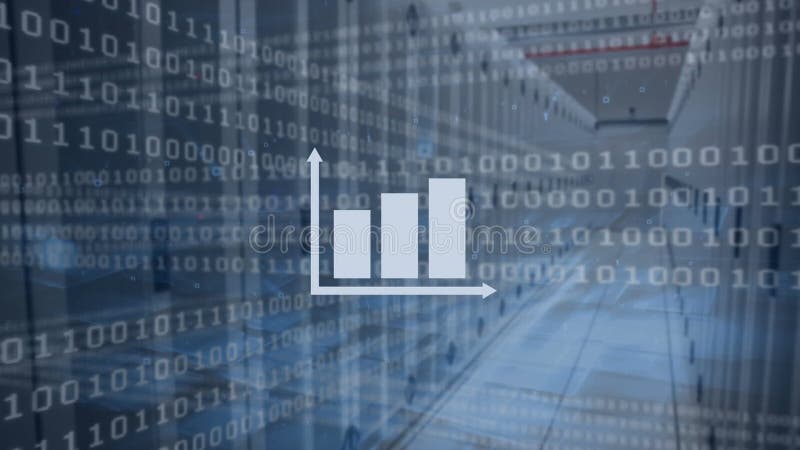 Animation of Graph and Binary Coding Over Server Room Stock Footage - Video of video ...