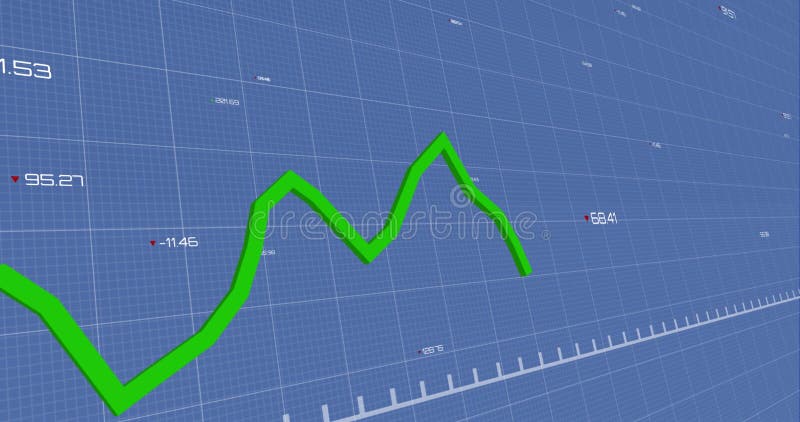Animation of Graph with Changing Numbers Against Blue Background Stock ...