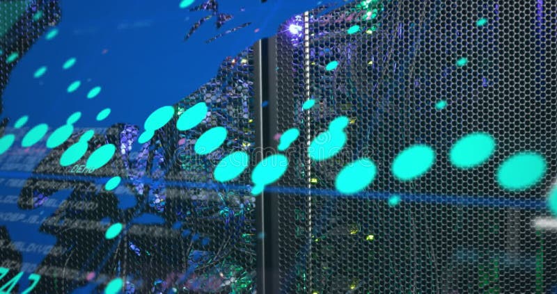 Animation of Graph, Changing Numbers and Computer Language Over Server Rack in Server Room Stock ...