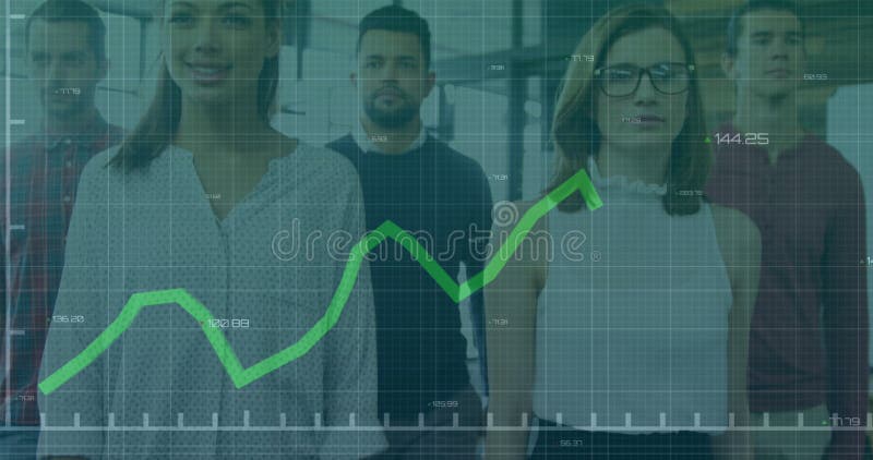 Animation of Graph with Changing Numbers Over Diverse Coworkers Walking in Office Stock Video ...