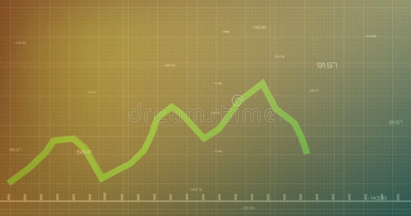 Animation of Graph with Changing Numbers Over Grid Pattern Against Gradient Background Stock ...