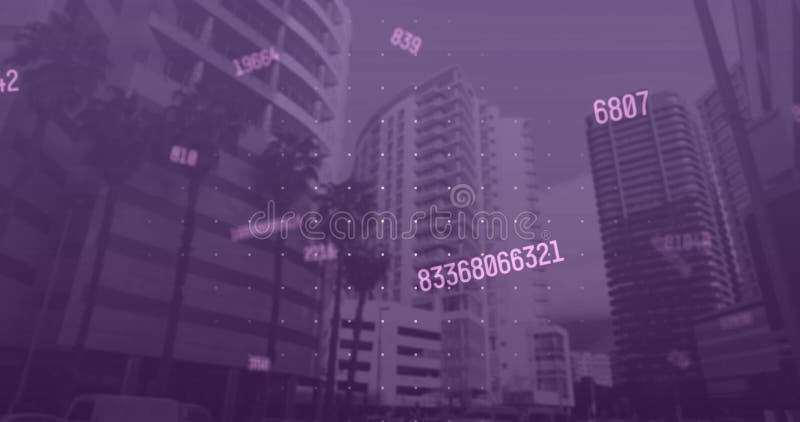 Animation of Graph and Changing Numbers Over Low Angle View of Modern ...