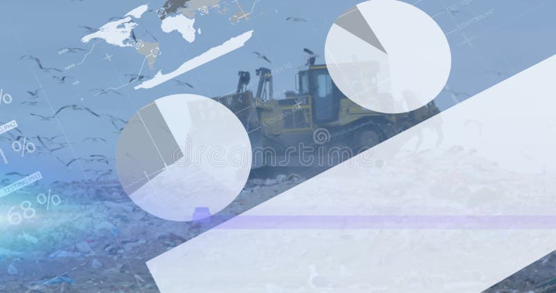 Animation of Graph and Data Over Bulldozer on Waste Dump Stock Video ...