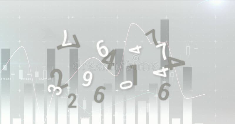 Animation of Graph and Data Processing Over Aeroplane Flying in Blue ...
