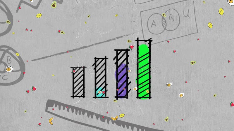 Animation of Graph and Falling Food Over Notes Stock Footage - Video of ...