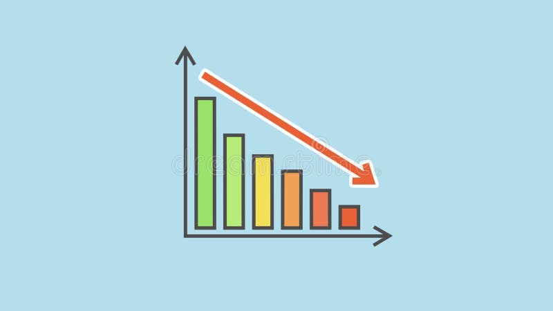 Animation of the Graph Icon Going Down. the Arrow Changes Color As the ...