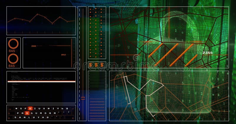 Animation Of Graph Loading Circles Computer Language Letters Numbers Symbols Over Server