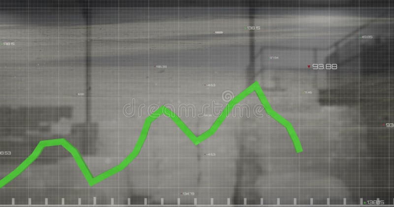 Animation of Graph with Multiple Changing Numbers Over Empty Office in ...