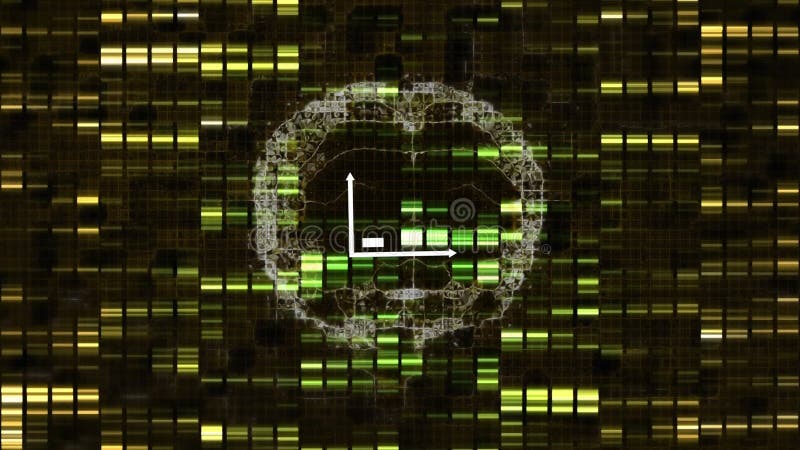 Animation of Graph Over Digital Brain and Moving Columns Stock Footage ...