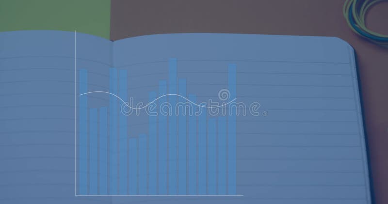 Animation of Graph Over Open Notebook and Glasses on Desk Stock Video ...