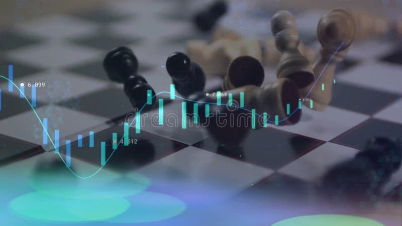 Animation of Graph Processing Data Over Chess Pieces Falling on Board ...