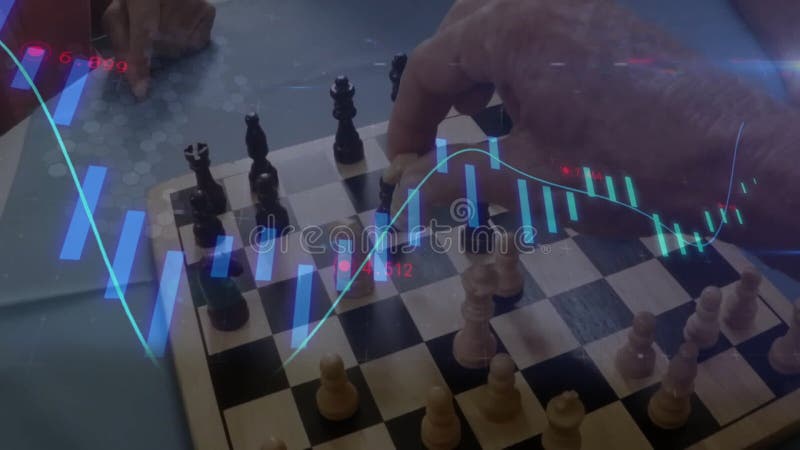 Animation of Graph Processing Data Over Hand Moving Chess Piece on ...