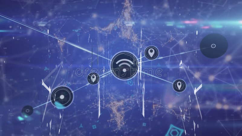 Animation of Graphical Moving Map with Computer Network and Gps Icons ...