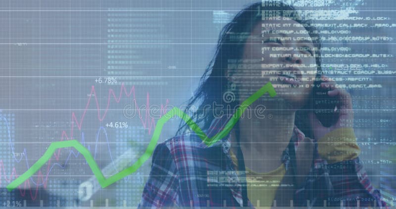 Animation of Graphs, Binary Codes, Computer Language, Asian Woman ...